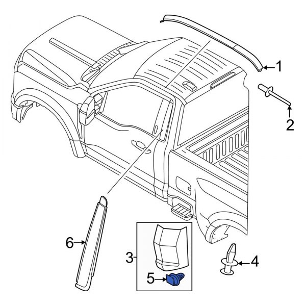 Ford OE W716351S300 - Roof Molding Clip