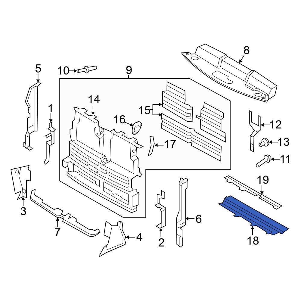 Ford OE FT4Z8327A - Front Lower Radiator Support Air Deflector