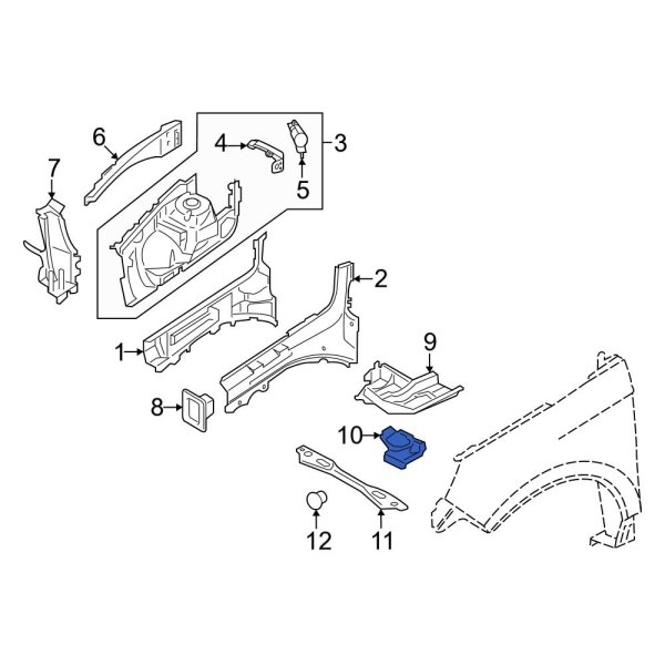 Ford OE F2GZ5A098A - Front Right Frame Side Member Reinforcement Bracket