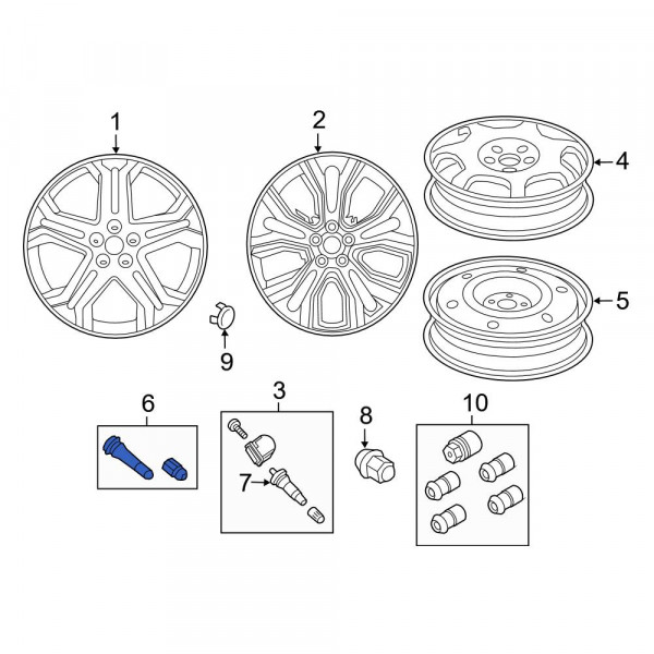 Ford OE F2GZ1700C - Tire Valve Stem