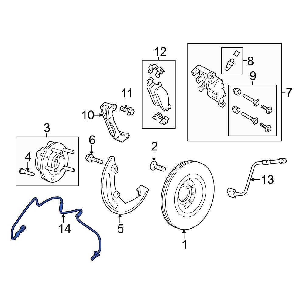 Ford OE DA8Z2C204C - Front ABS Wheel Speed Sensor