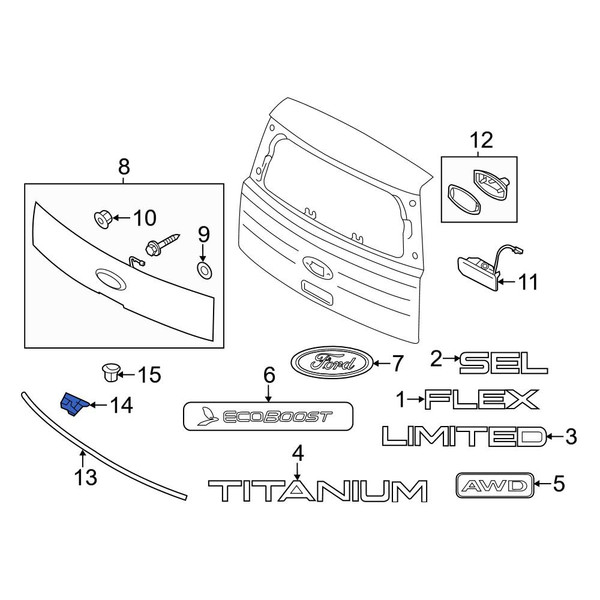 Ford OE W714702S439 - Liftgate Reveal Molding Clip