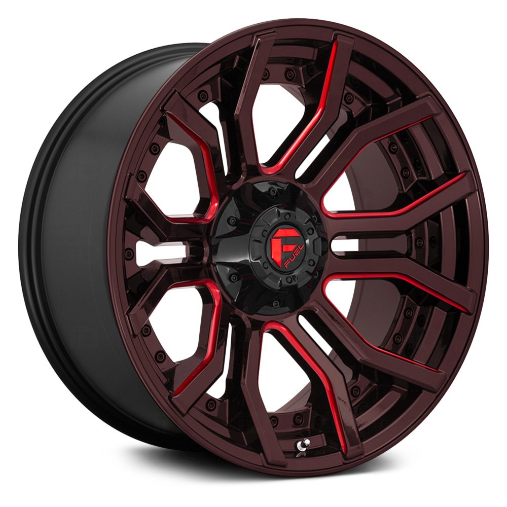 FUEL® D712 RAGE Wheels - Gloss Black with Candy Red Accents Rims