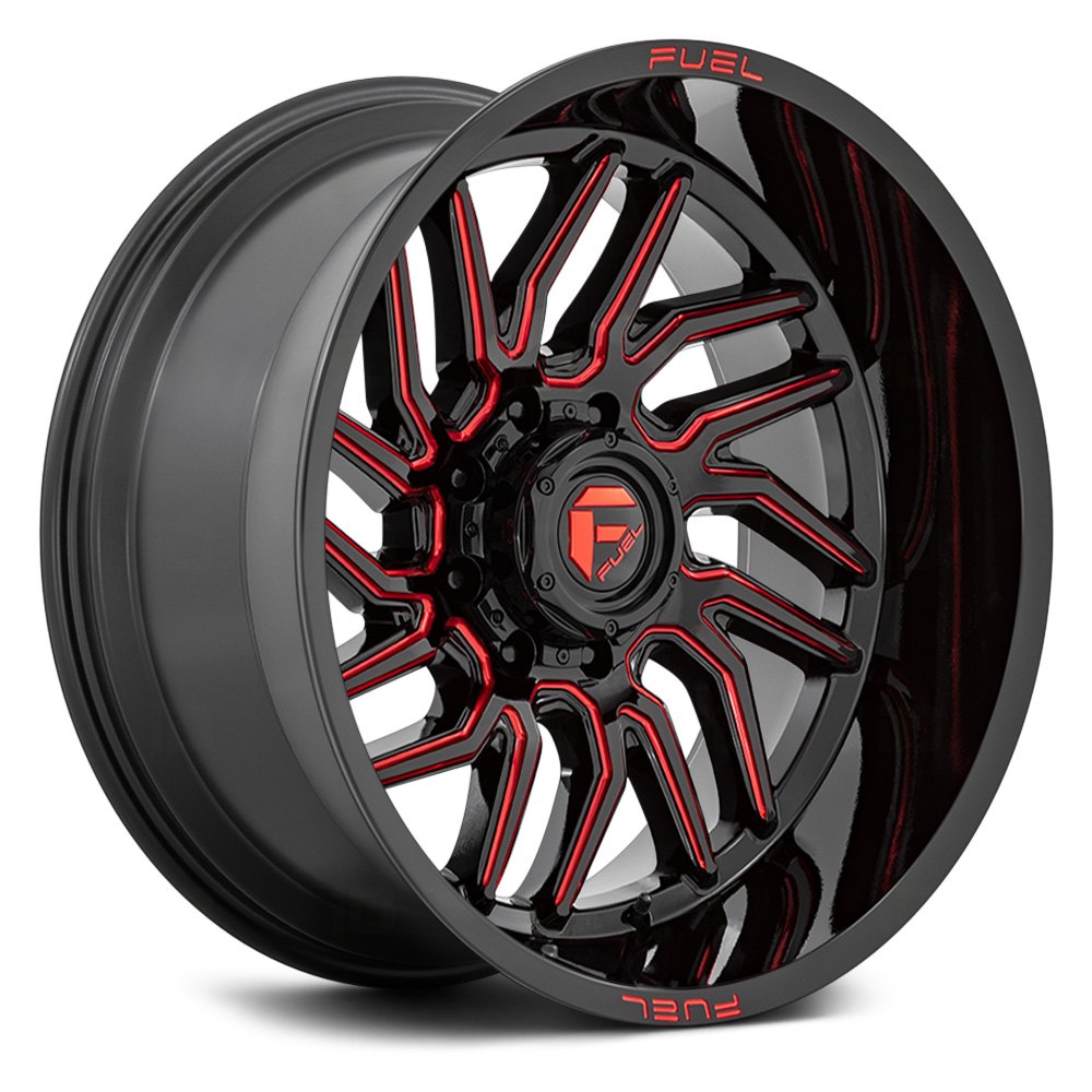 FUEL® D808 HURRICANE Wheels - Gloss Black with Milled Red Tint Rims