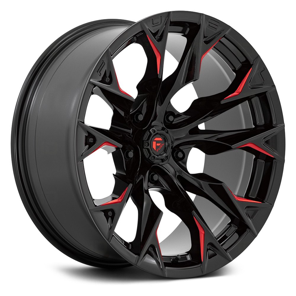 FUEL® D823 FLAME 5 Wheels - Gloss Black with Candy Red Accents Rims
