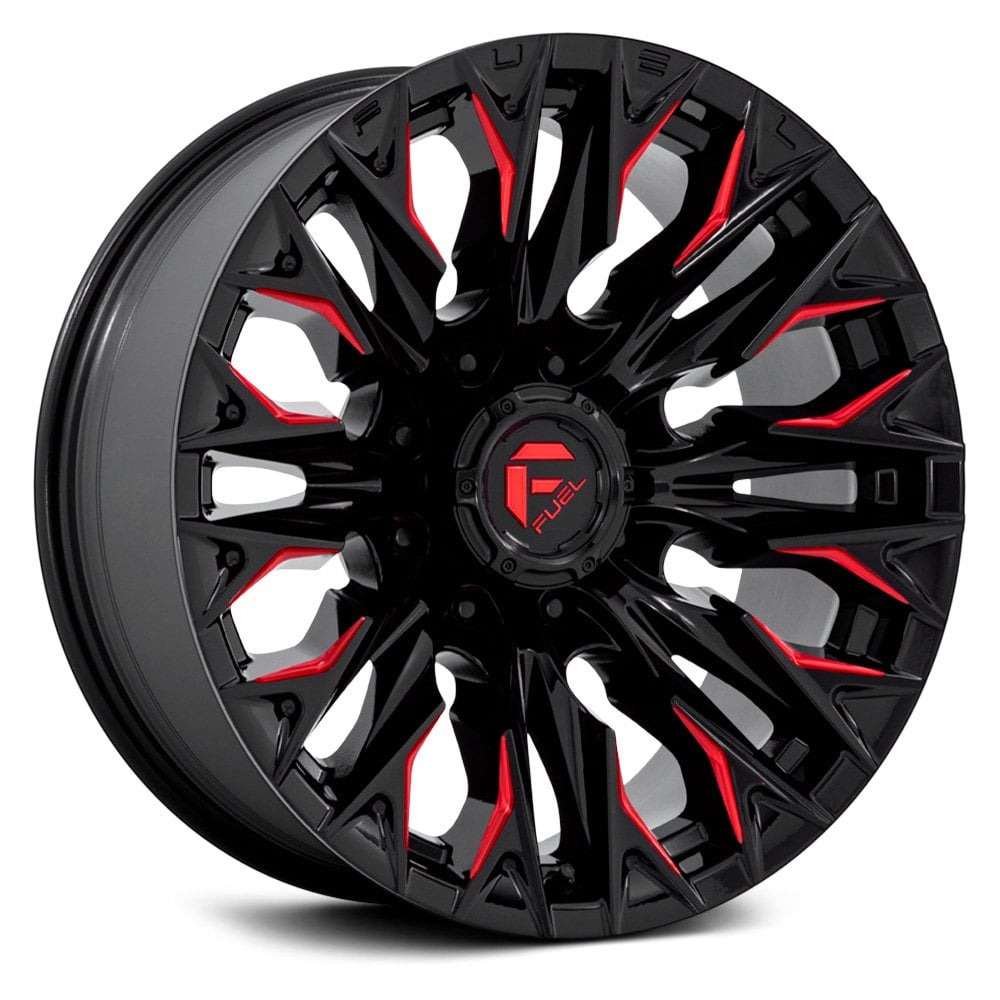 FUEL® D823 FLAME 8 Wheels - Gloss Black with Candy Red Accents Rims