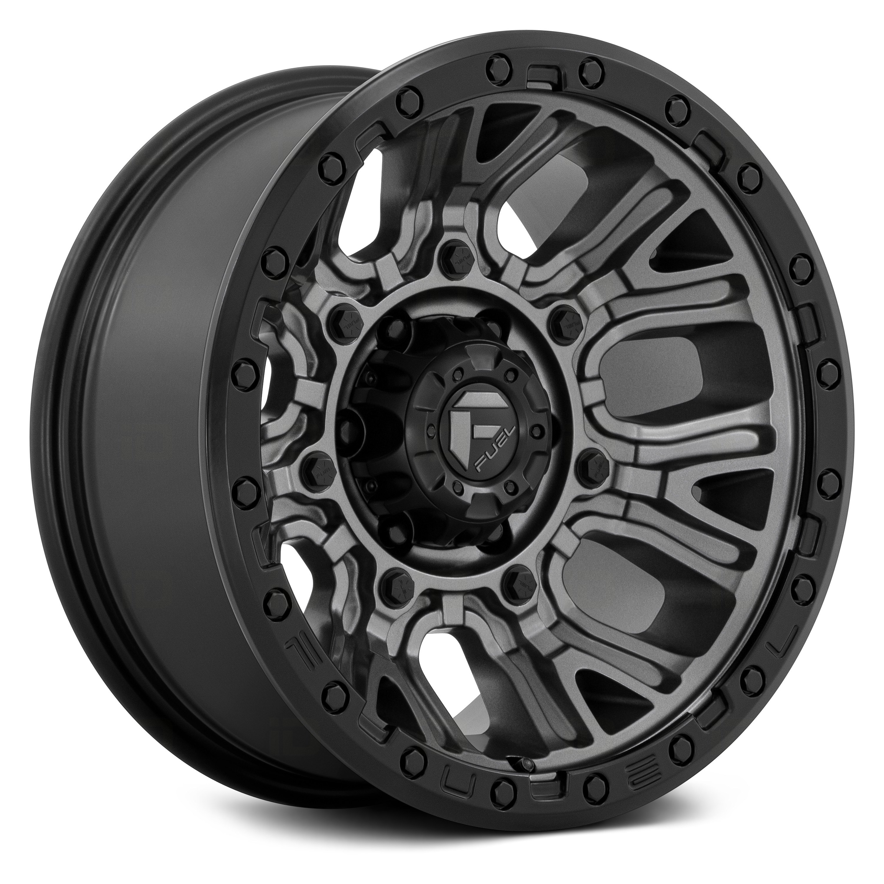 FUEL® D825 TRACTION Wheels - Matte Gunmetal with Black Ring Rims