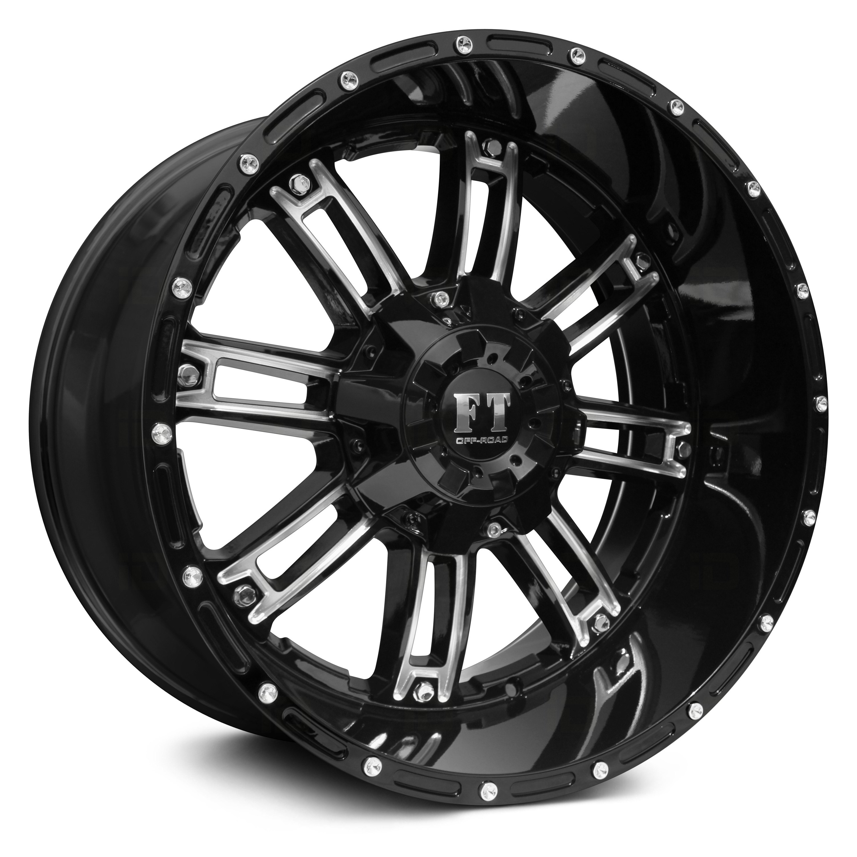 Full Throttle® FT8033 Wheels - Gloss Black with Milled Accents Rims