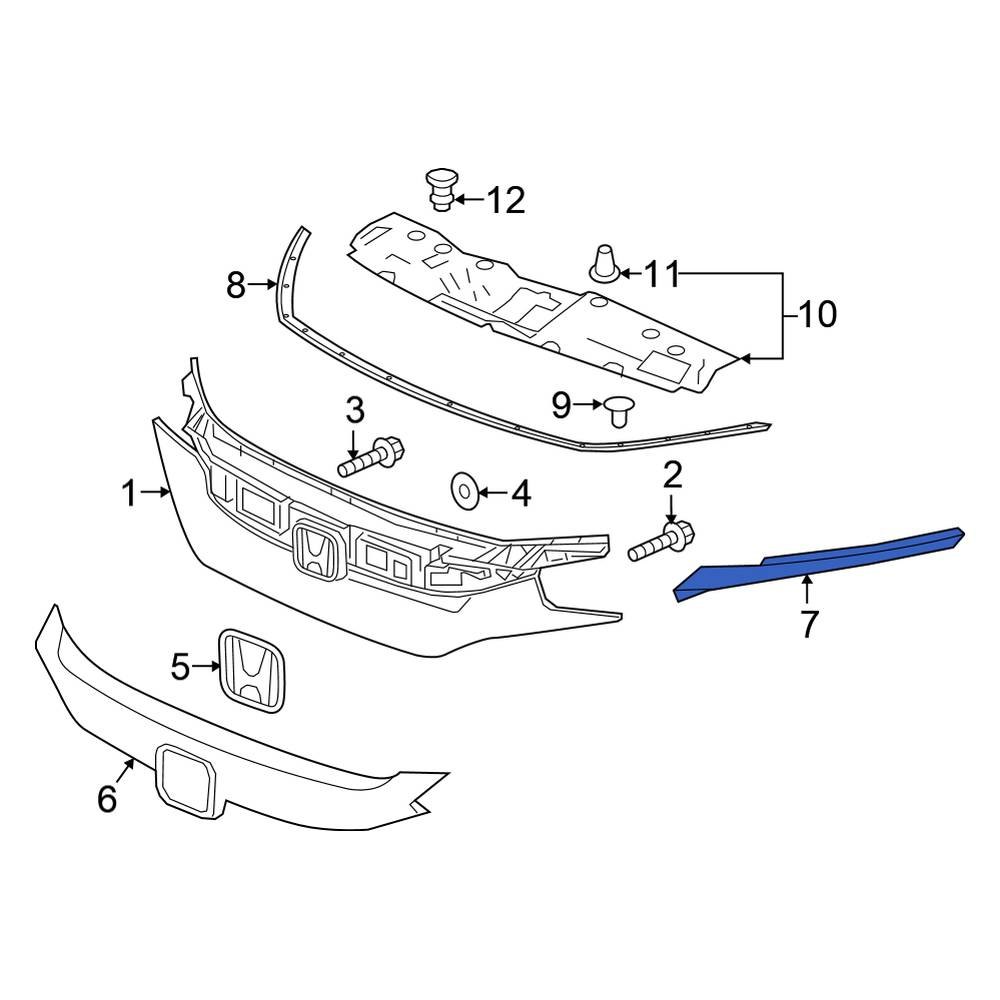 Honda OE 71129TBAA01 - Front Left Grille Molding