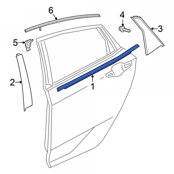 Honda OE 72910TBAA01 - Rear Right Door Belt Molding