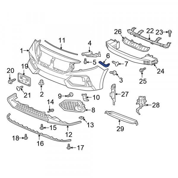 Honda OE 71198TBAA00 - Front Left Bumper Guide