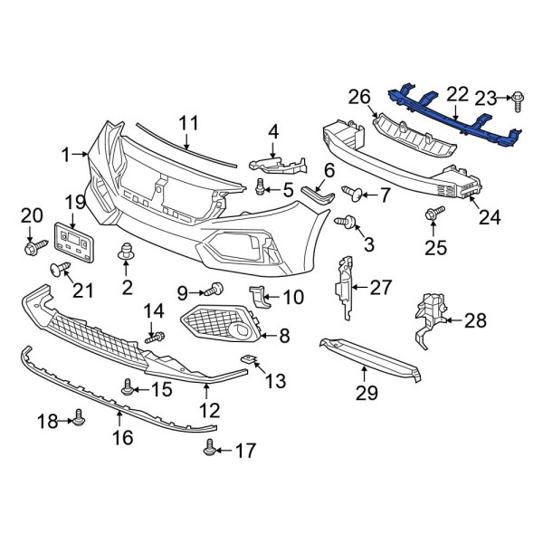 Honda OE 71150TBAA00 - Front Bumper Cover Support Rail