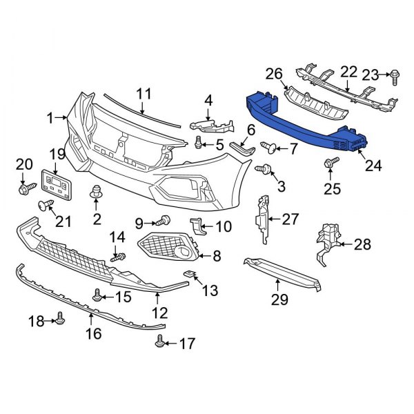Honda OE 71130TBAA01 - Front Bumper Impact Bar