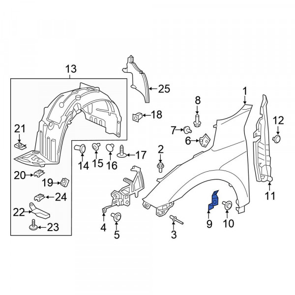 Honda OE 60262TBAA00ZZ - Left Lower Fender Bracket
