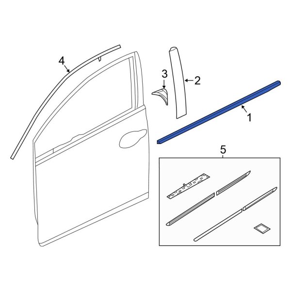Honda OE 72450TBAA01 - Front Left Door Belt Molding