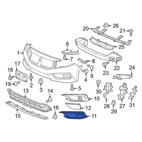 Honda OE 71185TBAA50 - Front Left Fog Light Trim