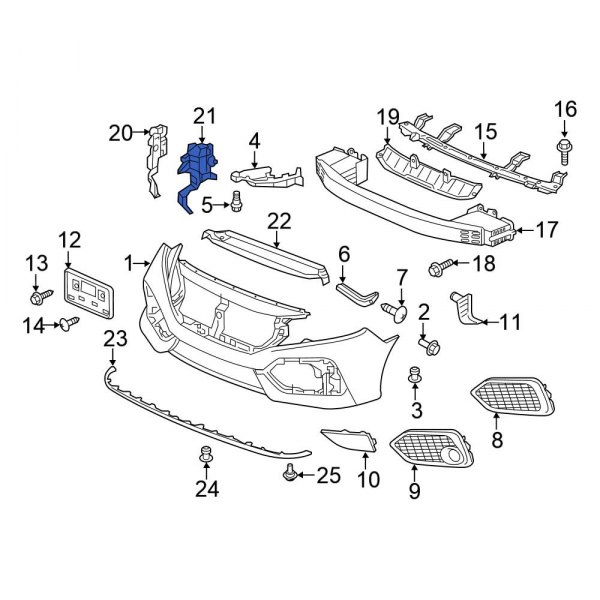 Honda OE 71206TGGA00 - Front Left Radiator Support Air Duct