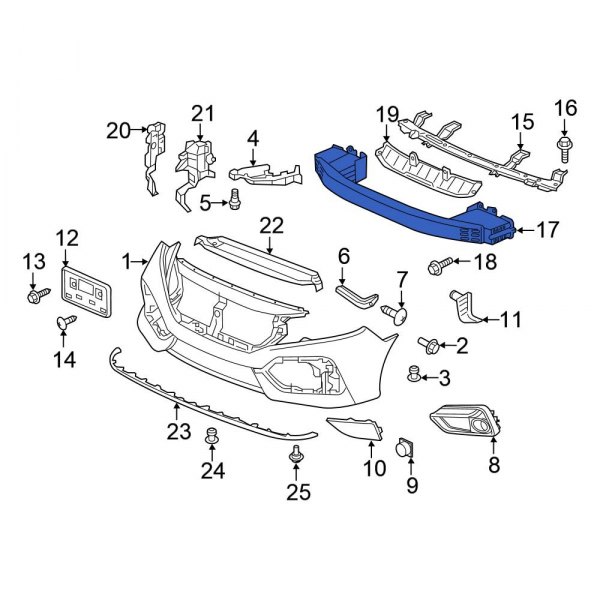 Honda OE 71130TBAA01 - Front Bumper Impact Bar