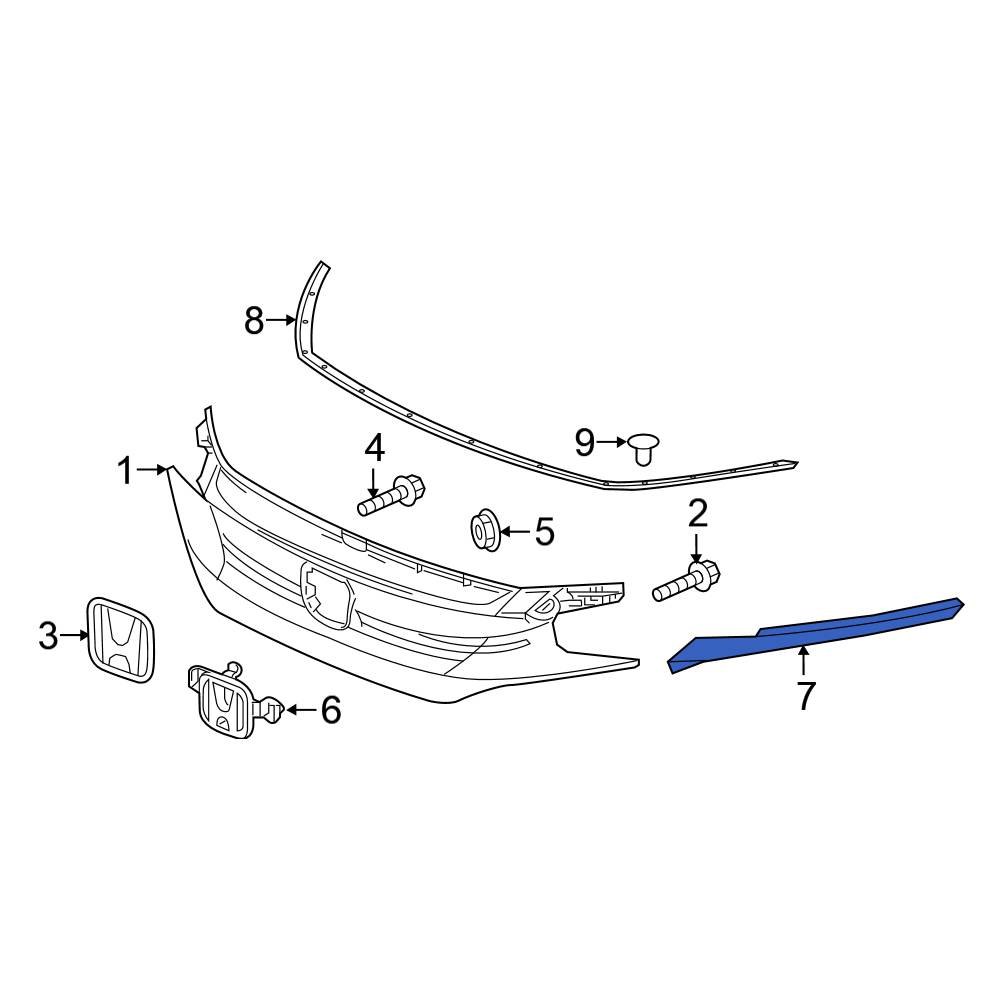 Honda OE 71129TEDT01 - Front Left Grille Molding