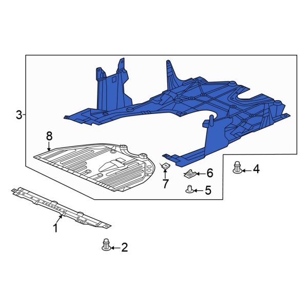 Honda OE 74110T20A10 - Front Rearward Radiator Support Splash Shield