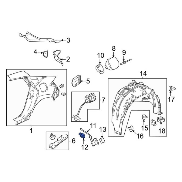 Honda OE 91691TA0003 - Fuel Filler Door Lock Actuator Clip