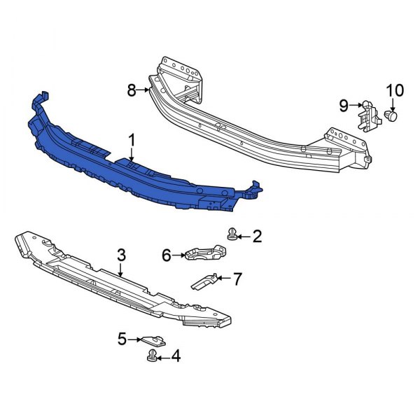 Honda OE 71170T20A00 - Front Upper Center Bumper Cover Support Rail