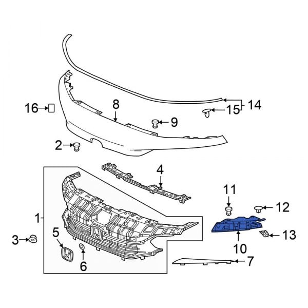 Honda OE 71107T20A00 - Front Left Grille Molding Bracket
