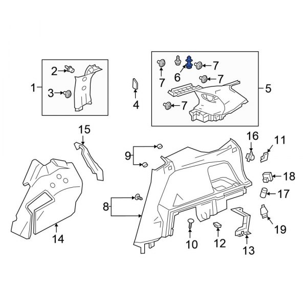 Honda OE 91560SLJ003 - Body D-Pillar Trim Panel Clip