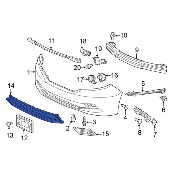 Honda OE 71102TK8A00 - Front Center Grille