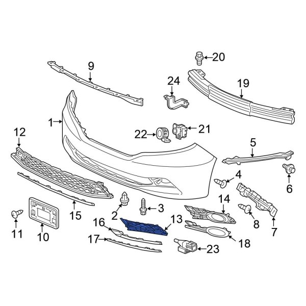 Honda OE 71103TK8A50 - Front Right Outer Grille