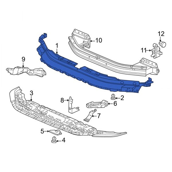 Honda OE 71170T20A00 - Front Upper Bumper Cover Support Rail