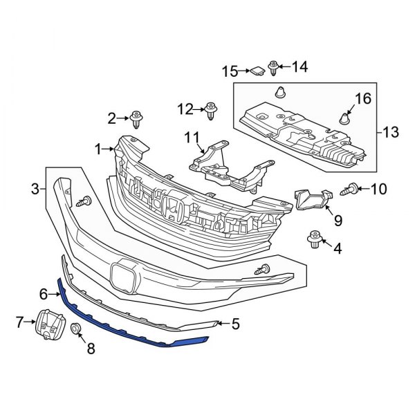 Honda OE 71124T2FA51 - Front Lower Grille Molding