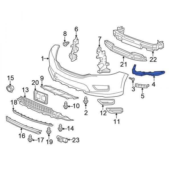 Honda OE 71140T2AA01 - Front Right Upper Bumper Cover Support Rail
