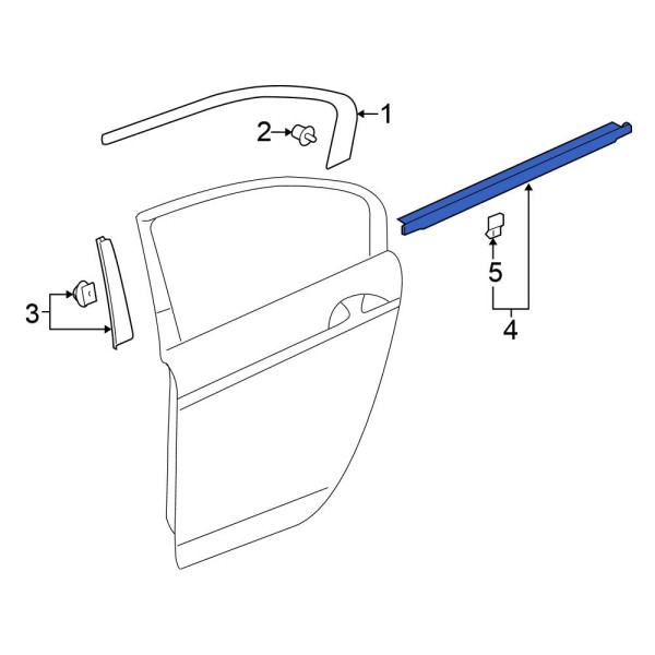 Honda OE 72950T2AA01 - Rear Left Door Belt Molding