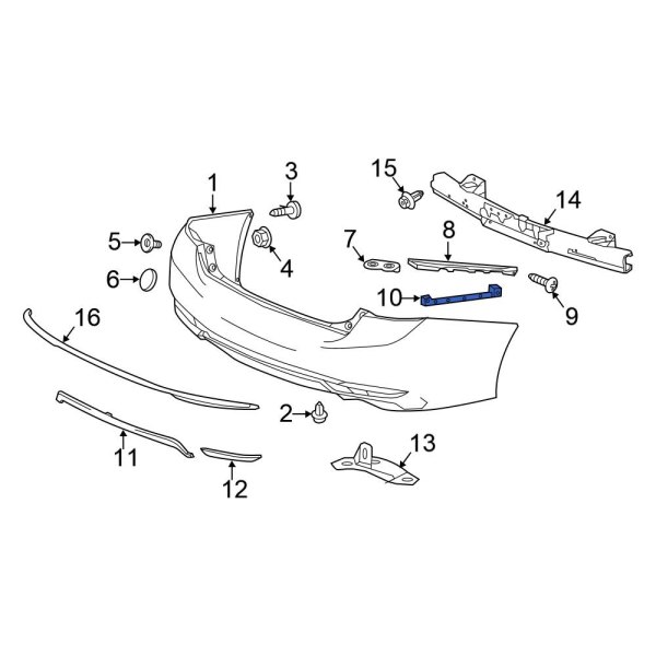 Honda OE 71508T2AA00 - Rear Bumper Cover Support Rail