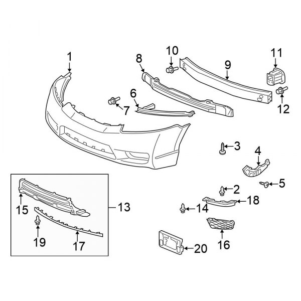 Honda OE 71107SNEA50 - Front Center Grille