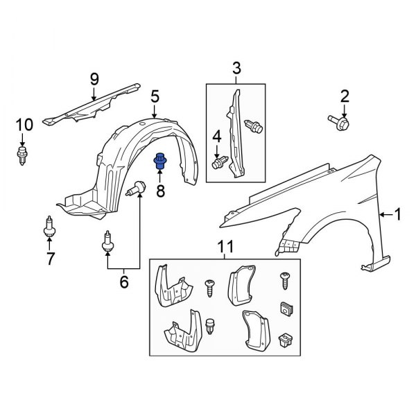 Honda OE 91501S04003 - Rear Fender Liner Retainer