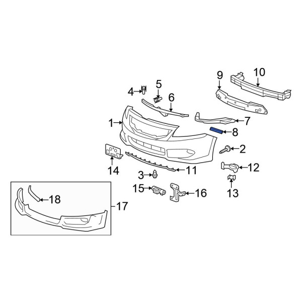 Honda OE 71198TE0A00 - Front Left Bumper Guide