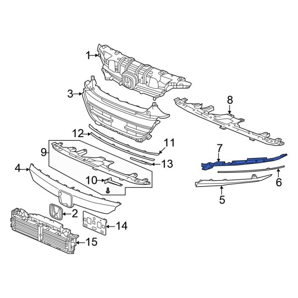 Honda OE 71166TVAF00 - Front Left Grille Reinforcement