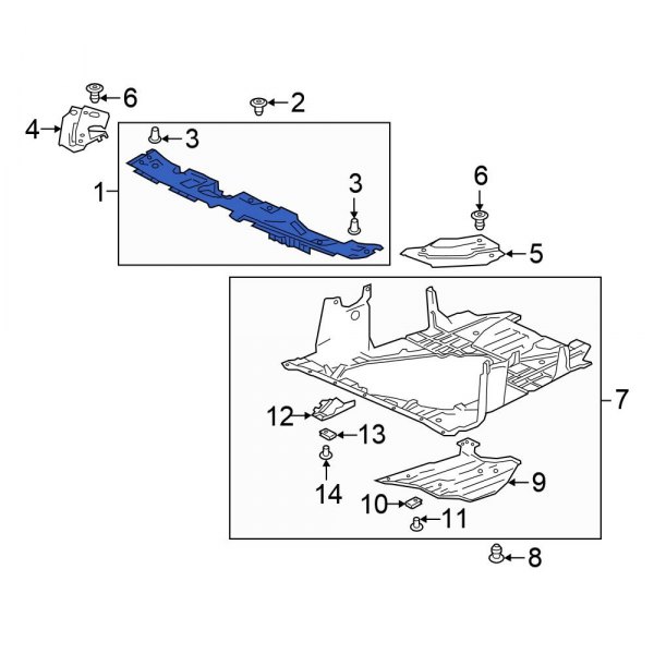 Honda OE 71125TVAF00 - Front Center Radiator Support Access Cover