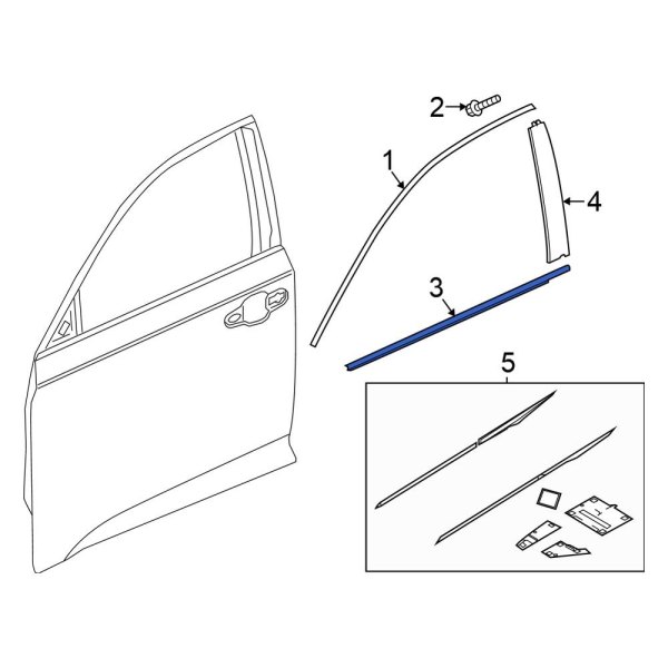 Honda OE 72450TVAA01 - Front Left Door Belt Molding