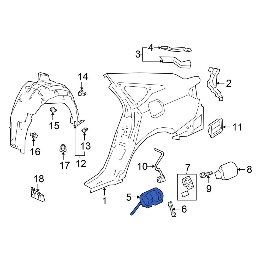 Honda OE 74480TVAA00 - Rear Fuel Filler Housing