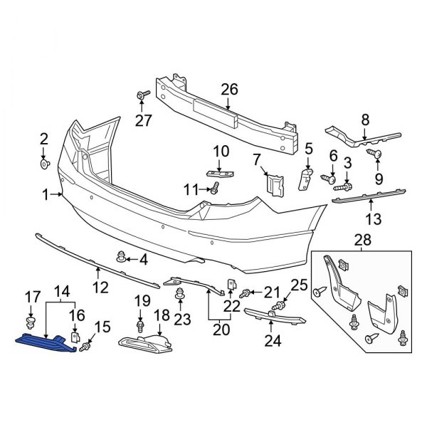 Honda OE 71515TVAA00 - Rear Left Bumper Cover Spacer Panel