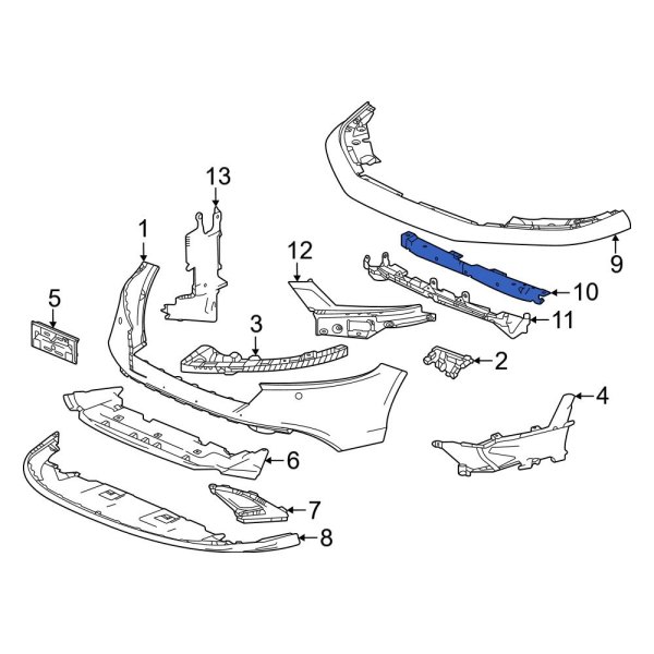 Honda OE 7125130AA00 - Front Center Bumper Cover Support Rail
