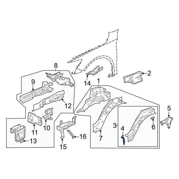 Honda OE 60617TVAA00ZZ - Front Right Fender Rail Bracket