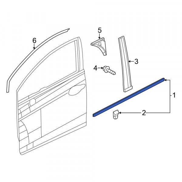 Honda OE 72410TR0A01 - Front Right Lower Outer Door Belt Molding
