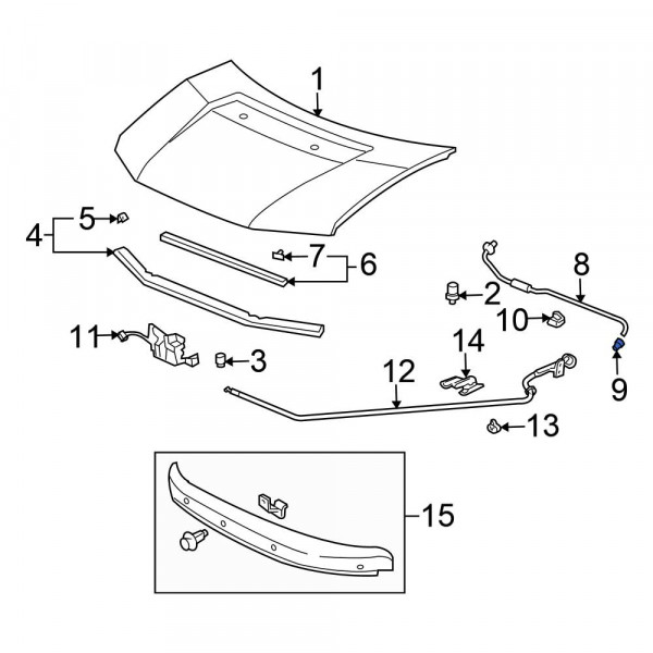 Honda OE 91604S5A003 - Hood Prop Rod Grommet