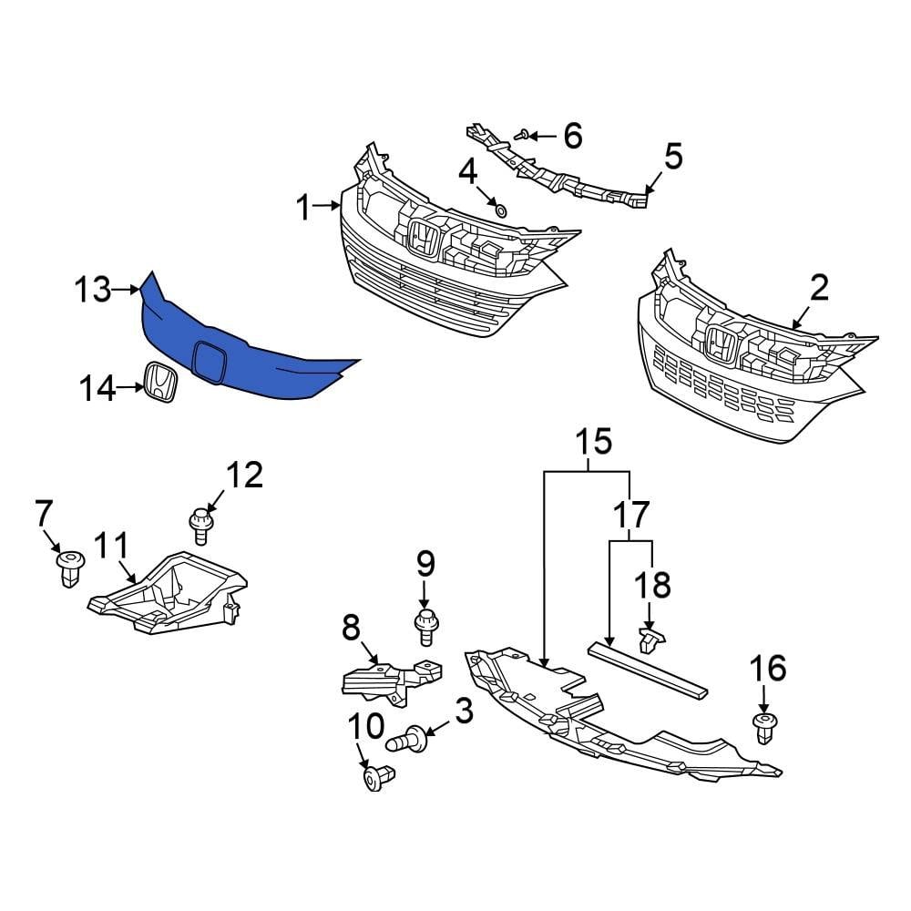 Honda OE 71122T7AJ01 - Front Grille Molding