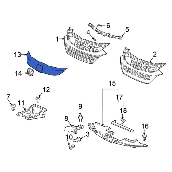 Honda OE 71122T7AJ51 - Front Grille Molding