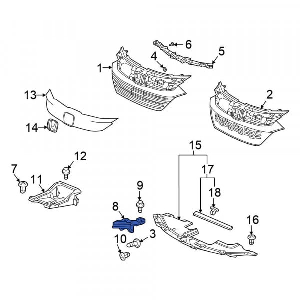Honda OE 71151T7AJ00 - Front Right Outer Grille Bracket